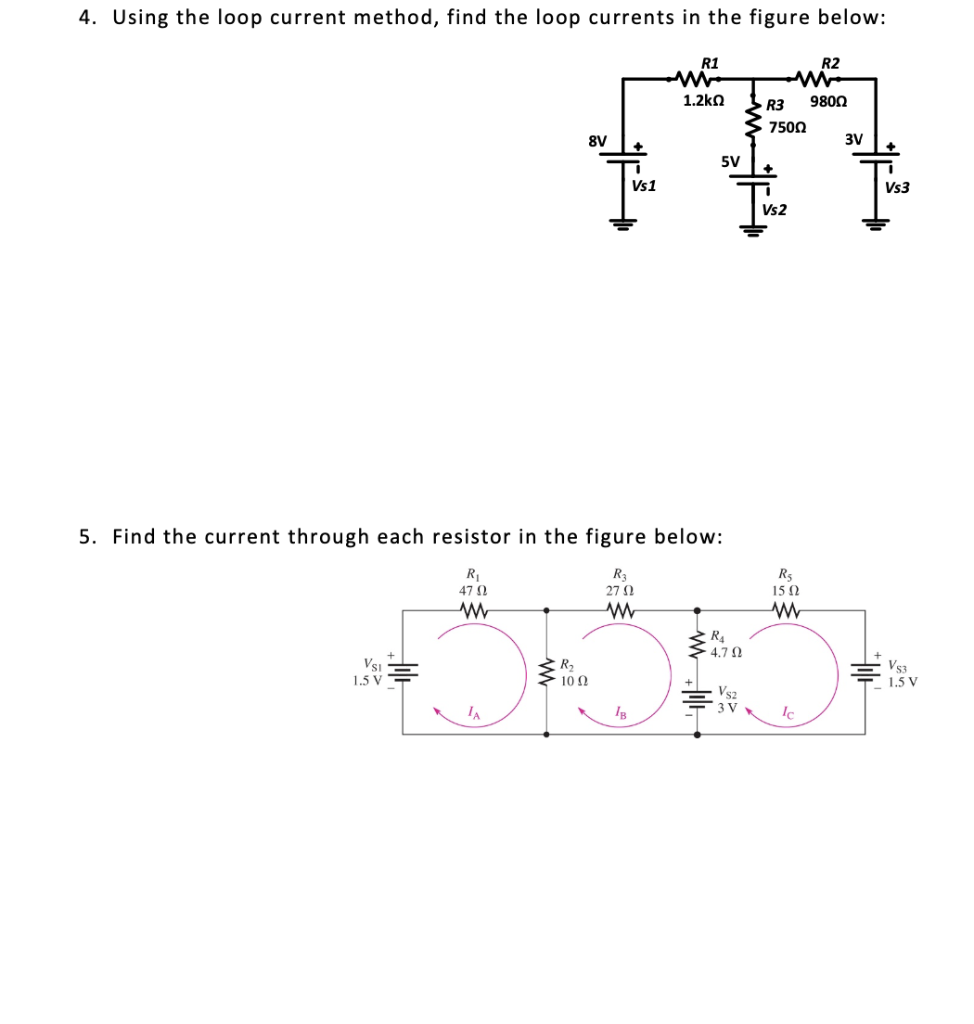 Solved 4 Using The Loop Current Method Find The Loop 