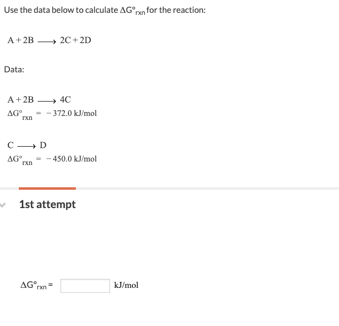Solved Use the data below to calculate ΔG°?rxn ﻿for the | Chegg.com