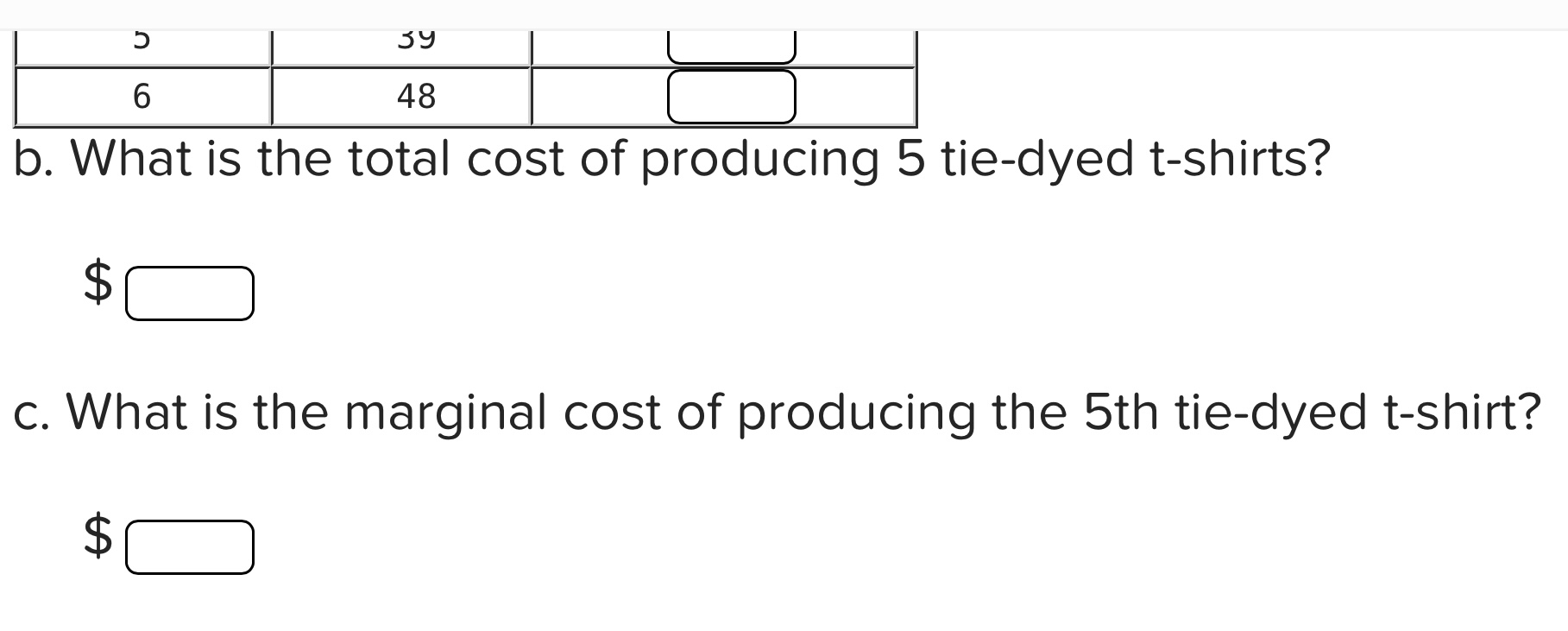 Solved The table below shows Crystal's total cost of | Chegg.com