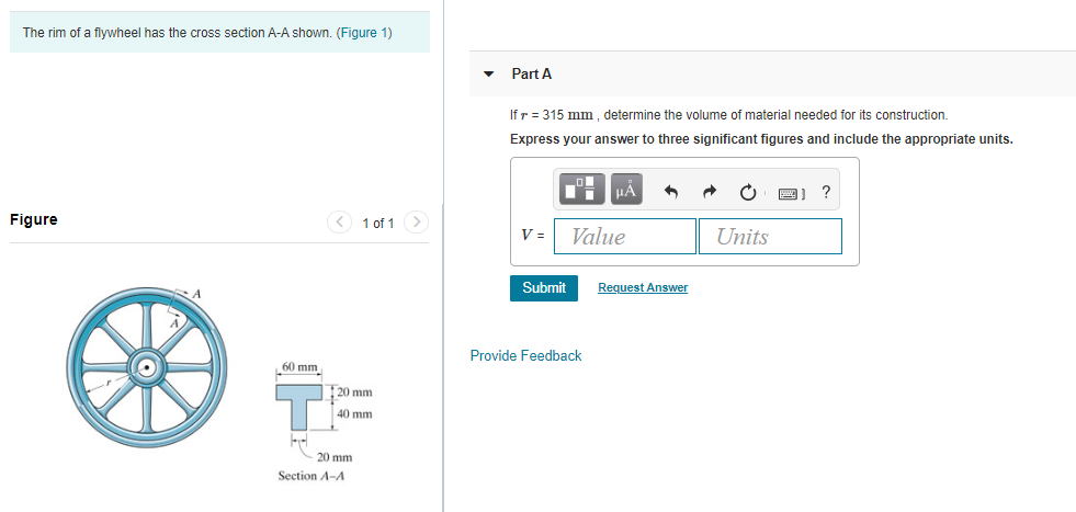 Solved The rim of a flywheel has the cross section A-A | Chegg.com