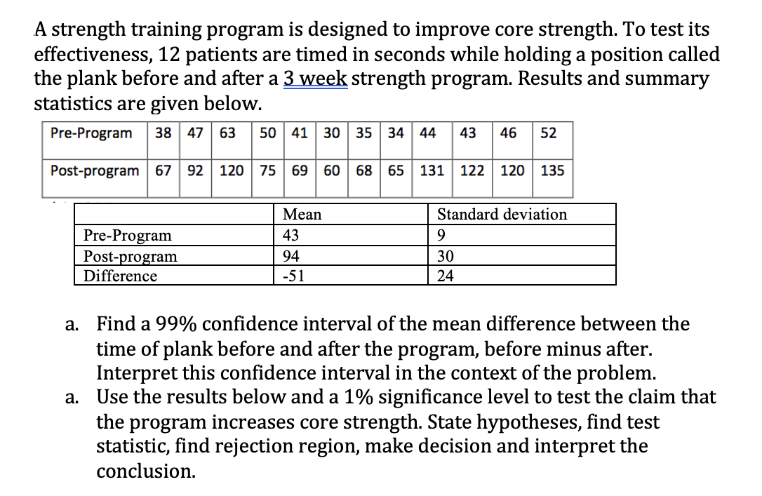 Solved A strength training program is designed to improve | Chegg.com