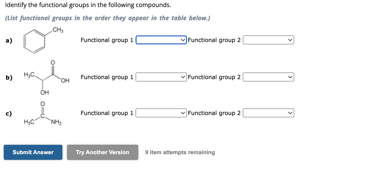 Solved Identify the functional groups in the following | Chegg.com