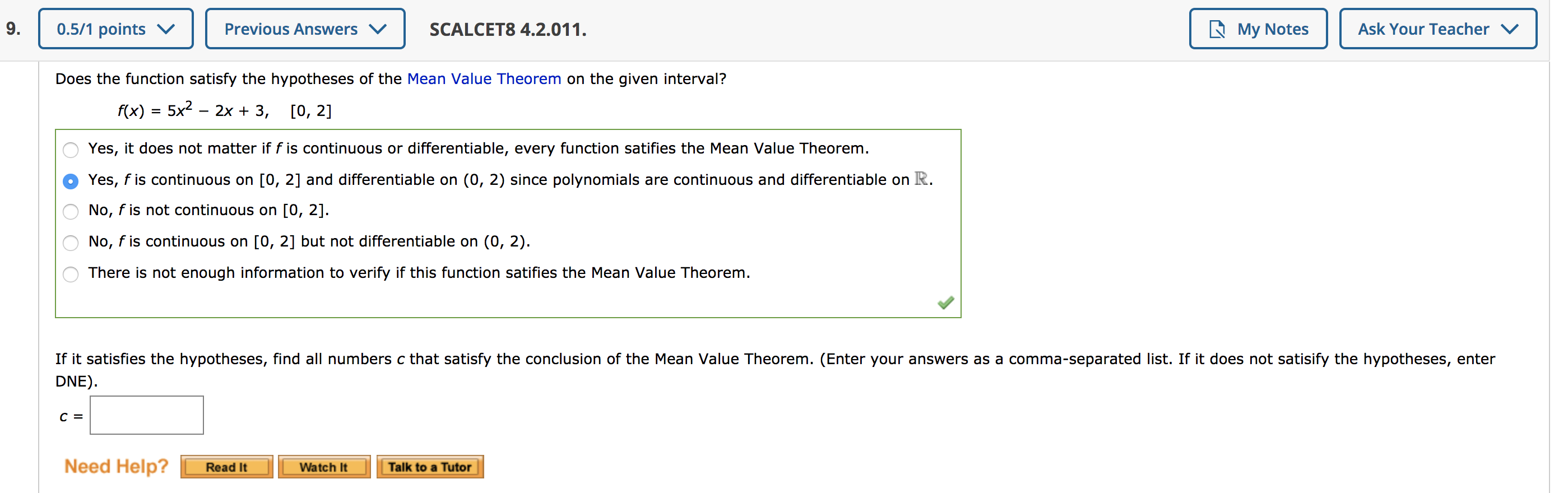 Solved 0.5/1 points v | Previous Answers v SCALCET8 4.2.011. | Chegg.com
