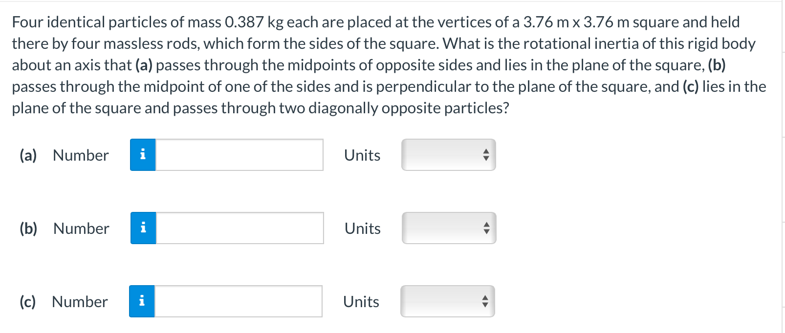 Solved Four identical particles of mass 0.387kg ﻿each are | Chegg.com