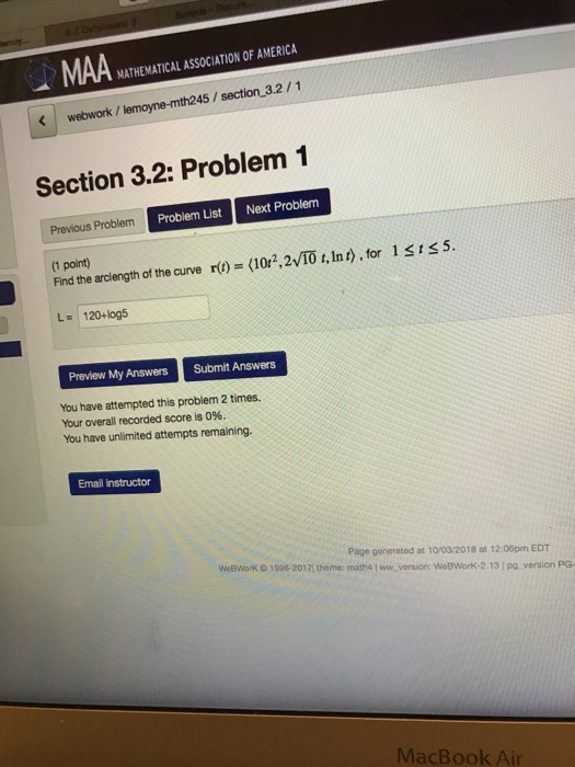 Solved MAA MATHEMATICAL ASSOCIATION OF AMERICA Kwebwork/ | Chegg.com