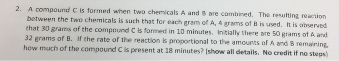 Solved 2. A compound C is formed when two chemicals A and B | Chegg.com