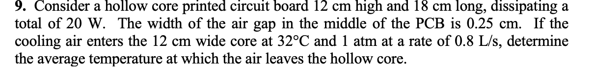 Solved 9. Consider a hollow core printed circuit board 12 cm | Chegg.com