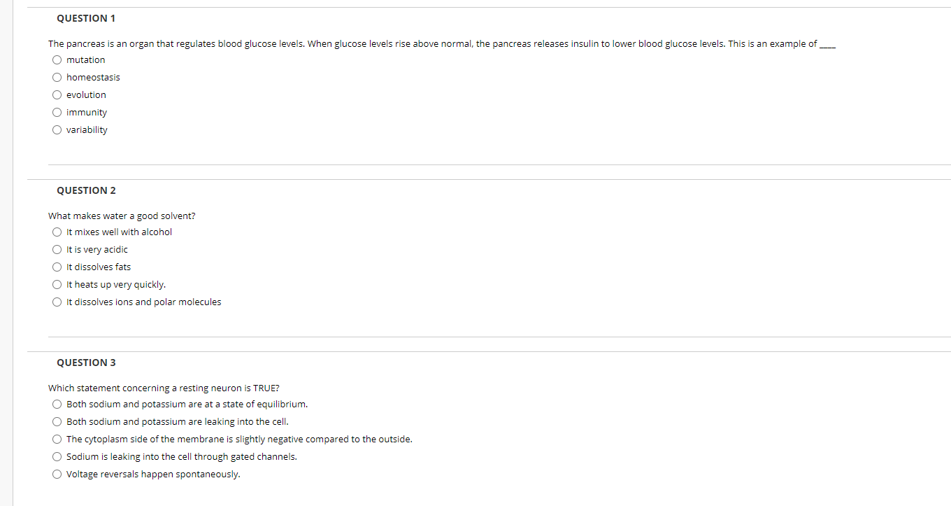 Solved QUESTION 1 The pancreas is an organ that regulates | Chegg.com