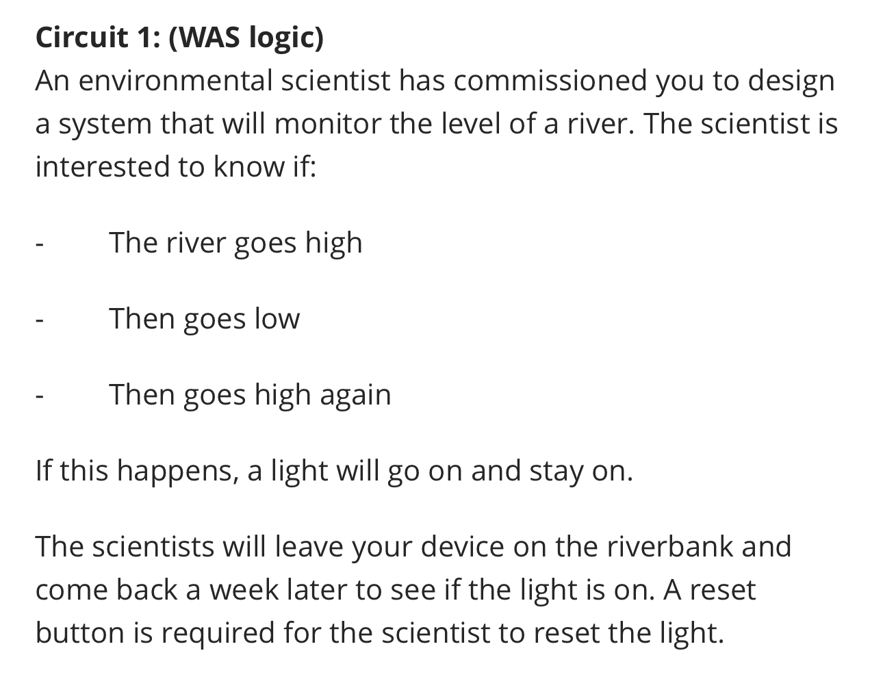 Solved Circuit 1: (WAS logic) An environmental scientist has | Chegg.com