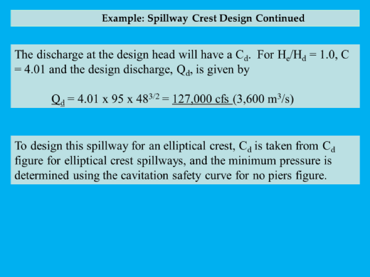 Repeat the Spillway Crest Design Example (below) for | Chegg.com