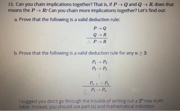 Solved Can you chain implications together? That is, if P | Chegg.com