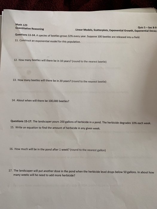 Solved Math 123 Quantitative Reasoning Homework 7A-Sec7 | Chegg.com