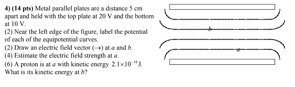Solved 4) (14 pts) Metal parallel plates apart and held with | Chegg.com