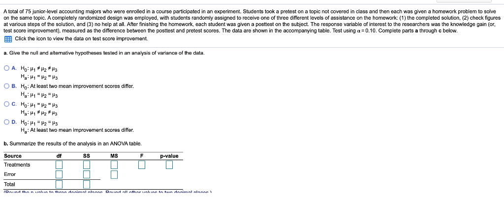 Solved i Test Score Improvement Completed Solution Check | Chegg.com