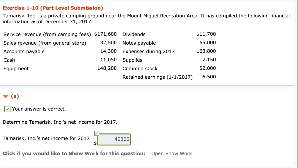 Solved Exercise 1-10 (Part Level Submission) Tamarisk, Inc. | Chegg.com