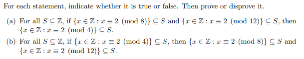 Solved For each statement, indicate whether it is true or | Chegg.com