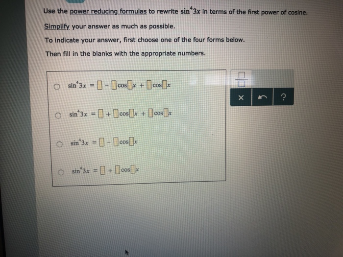 Solved Use the power reducing formulas to rewrite sin 3x in | Chegg.com
