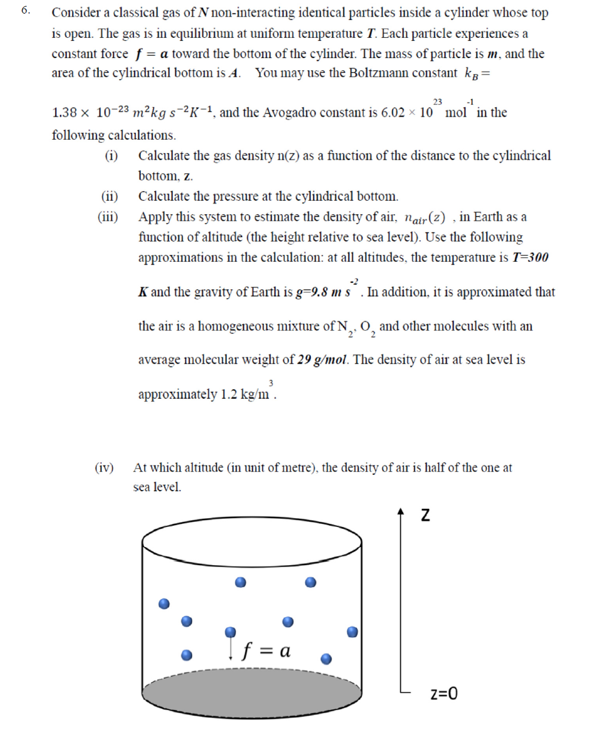 Solved 6. Consider a classical gas of N non-interacting | Chegg.com