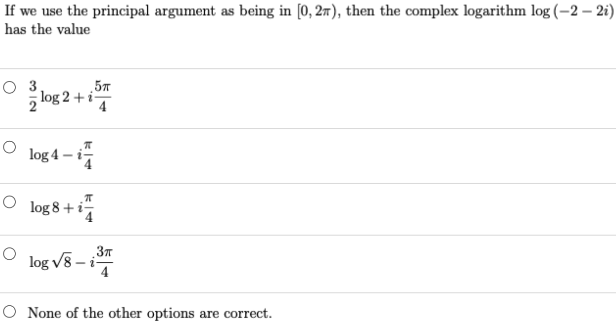 Solved If we use the principal argument as being in [0, 27), | Chegg.com