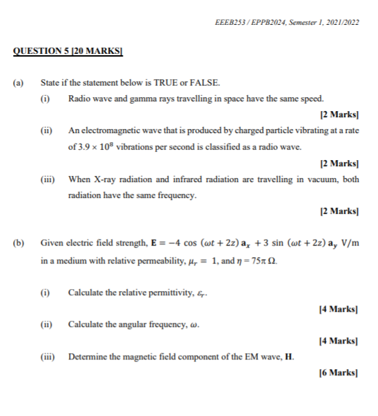 Solved EEEB253/EPPB2024, Semester 1, 2021/2022 QUESTION 5 20 | Chegg.com