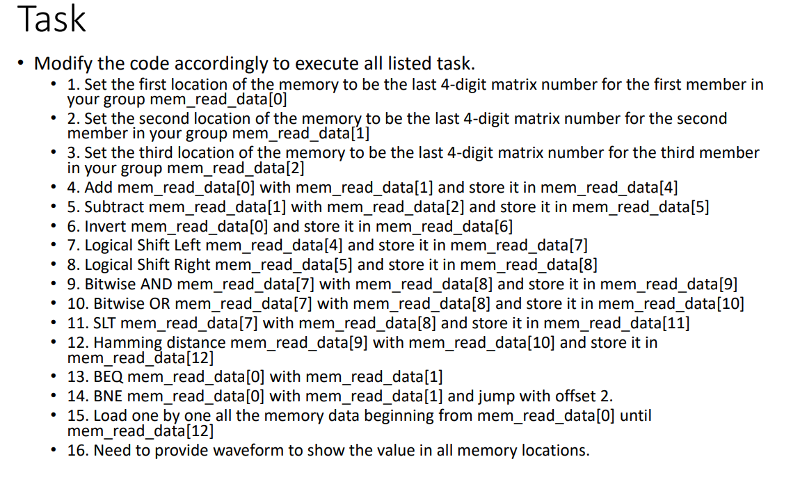 Build a 16 bit RISC Processor. Add instruction sets | Chegg.com