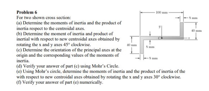 Solved 10 m 0 mm Problem 6 100 mm For two shown cross | Chegg.com