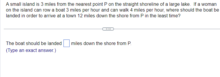 Solved A small island is 3 miles from the nearest point P on | Chegg.com