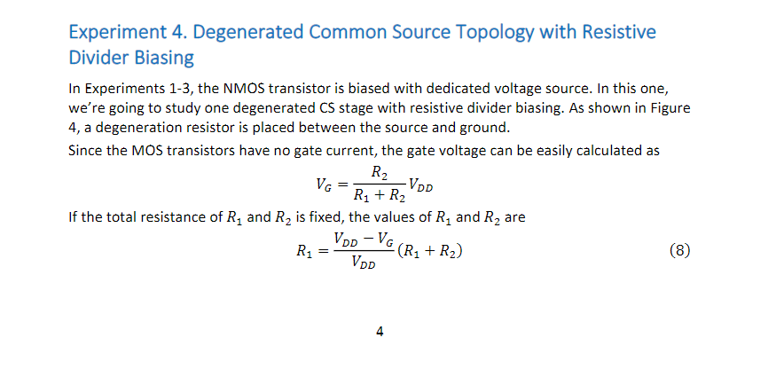 Solved Experiment 4. Degenerated Common Source Topology with | Chegg.com
