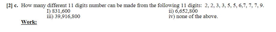 Solved [2] c. How many different 11 digits number can be | Chegg.com