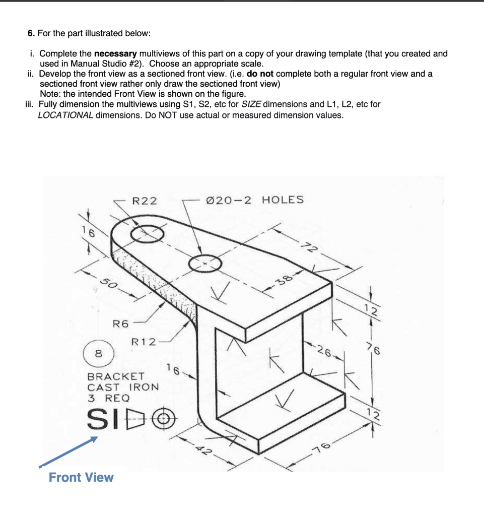 Solved 6. For the part illustrated below: i. Complete the | Chegg.com