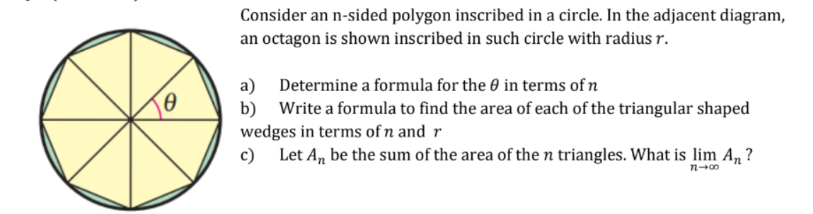 Solved Consider an n-sided polygon inscribed in a circle. In | Chegg.com