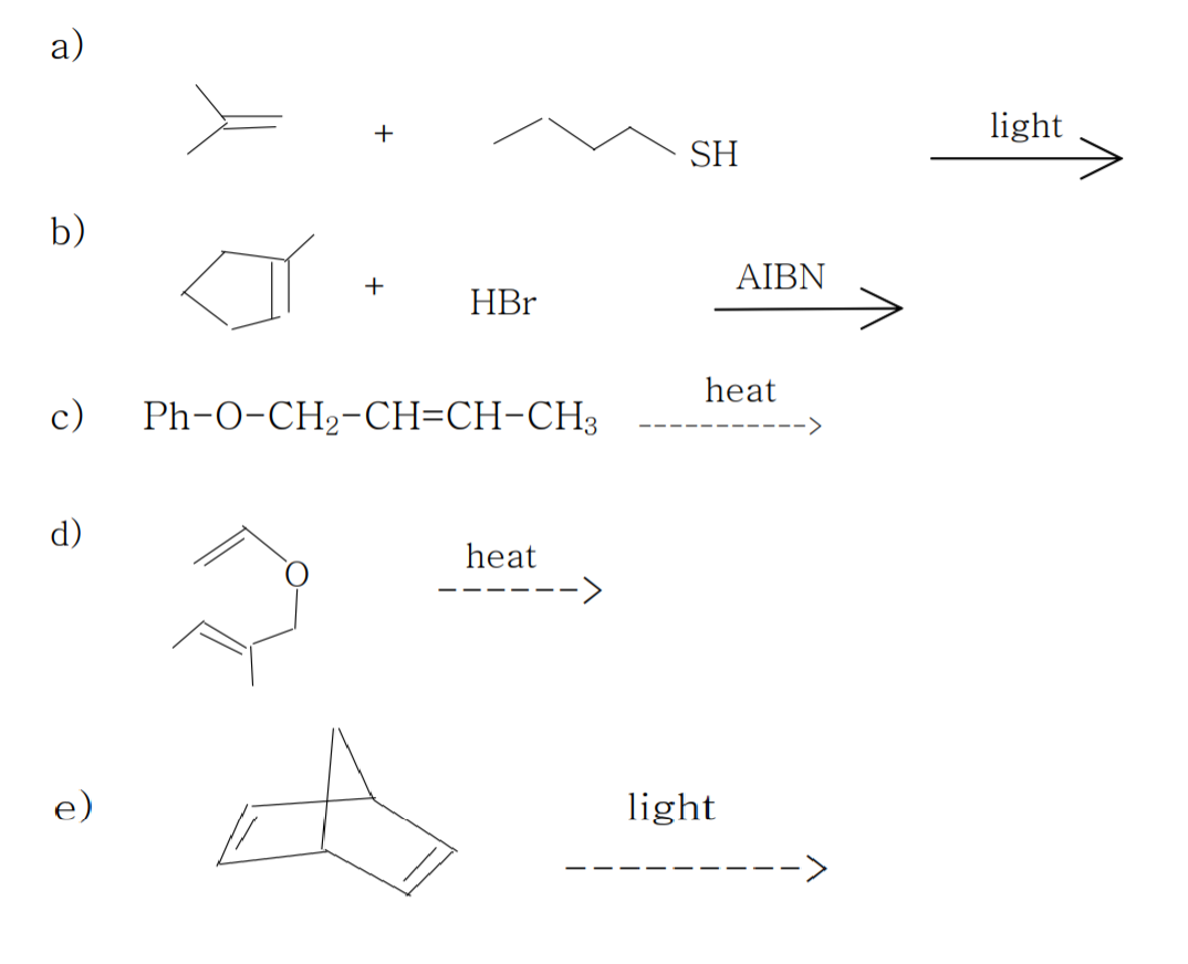 Solved a) + light SH b) + AIBN HBr heat c) | Chegg.com