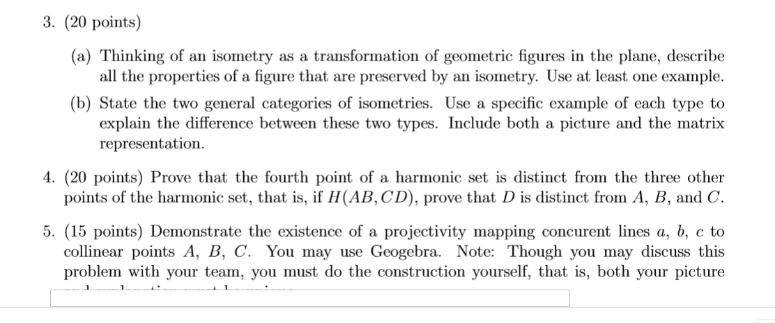 Solved 3. (20 points) (a) Thinking of an isometry as a | Chegg.com