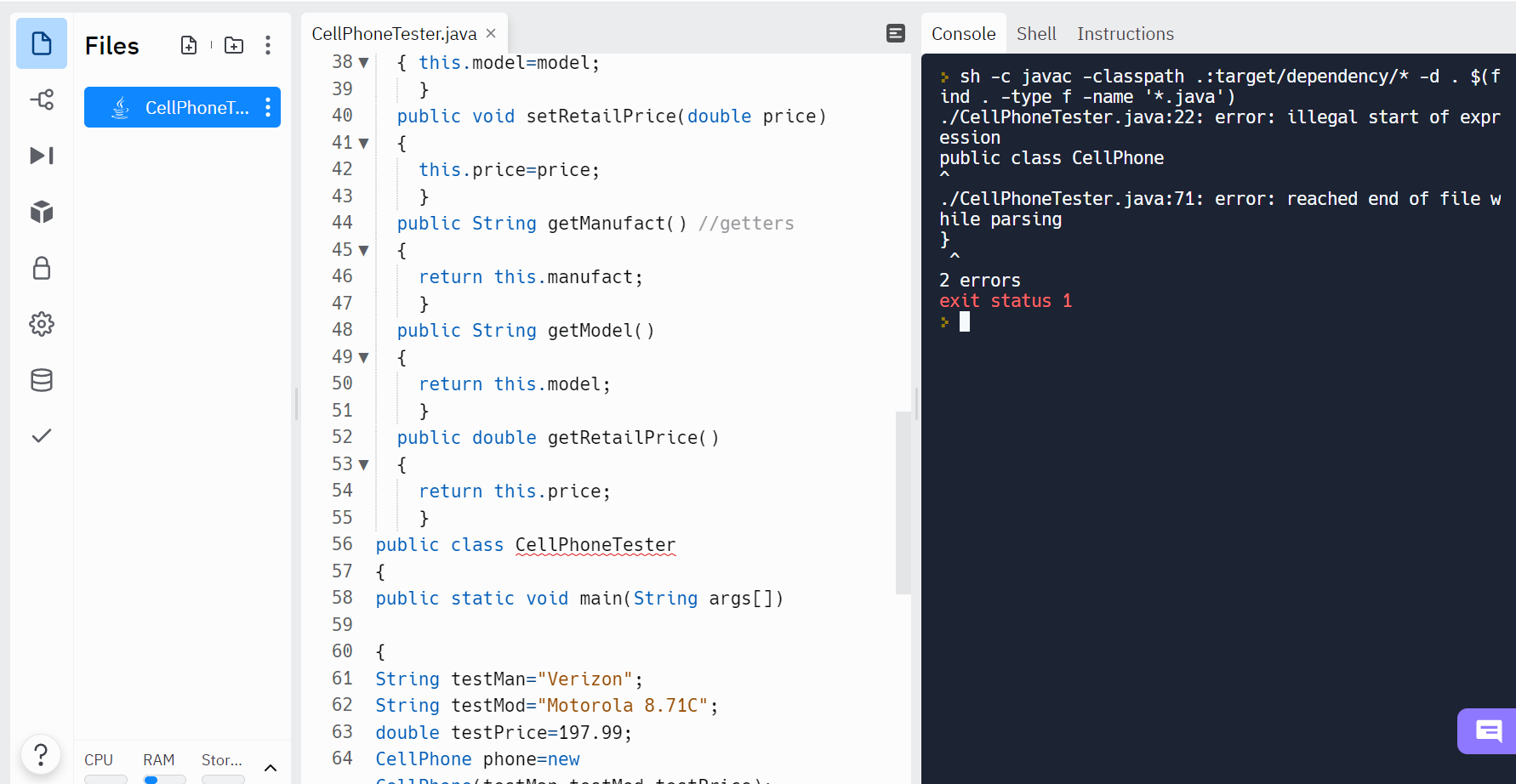 Solved How can I fix this to work and have no errors? Please | Chegg.com