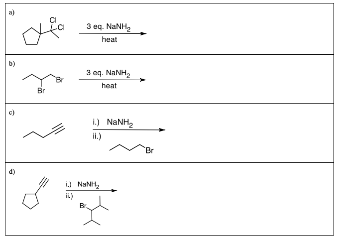 Solved ملاح 3 eq. NaNH2 heat b) Br 3 eq. NaNH2 heat Br c) | Chegg.com