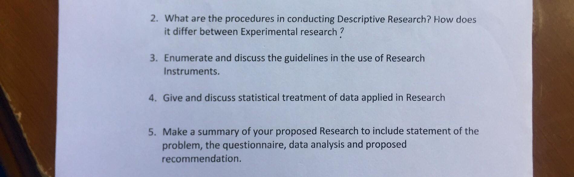 Solved 2. What are the procedures in conducting Descriptive | Chegg.com