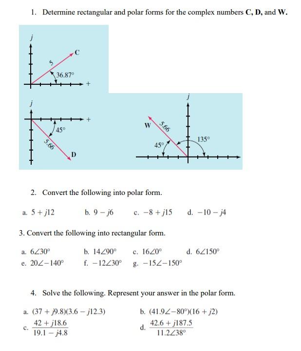 Solved 1. Determine rectangular and polar forms for the | Chegg.com