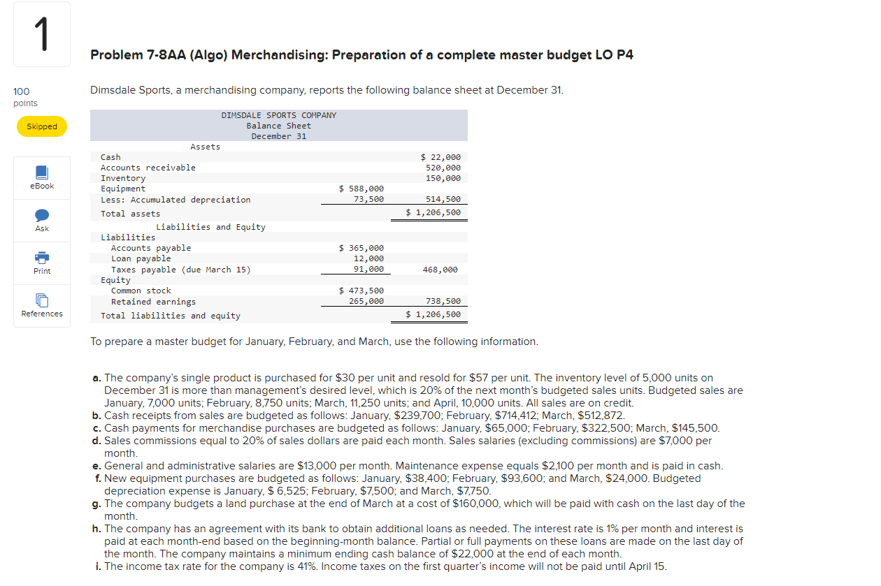 Solved Problem 7-8AA (Algo) Merchandising: Preparation of a | Chegg.com