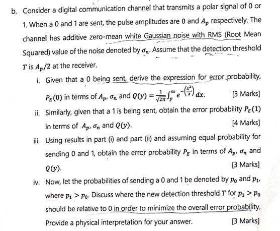 Solved b. ﻿Consider a digital communication channel that | Chegg.com