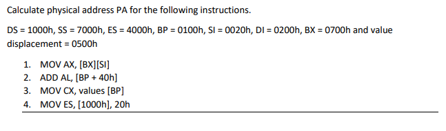 Solved Calculate physical address PA for the following | Chegg.com