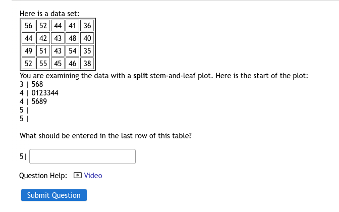 Solved Here is a data set: You are examining the data with a | Chegg.com
