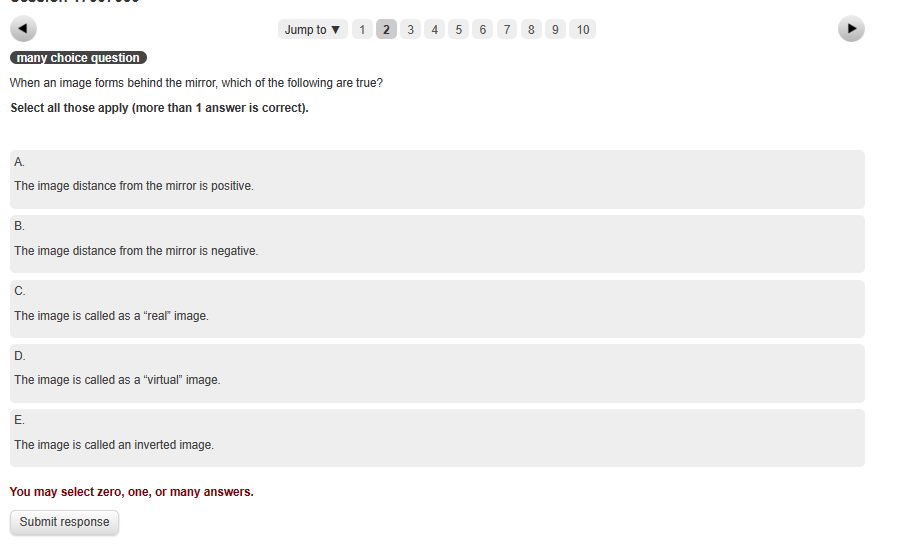 Solved many choice question When an image forms behind the | Chegg.com