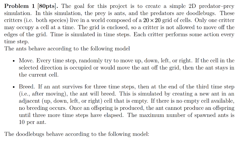 Solved Problem 1 [80pts). The goal for this project is to | Chegg.com
