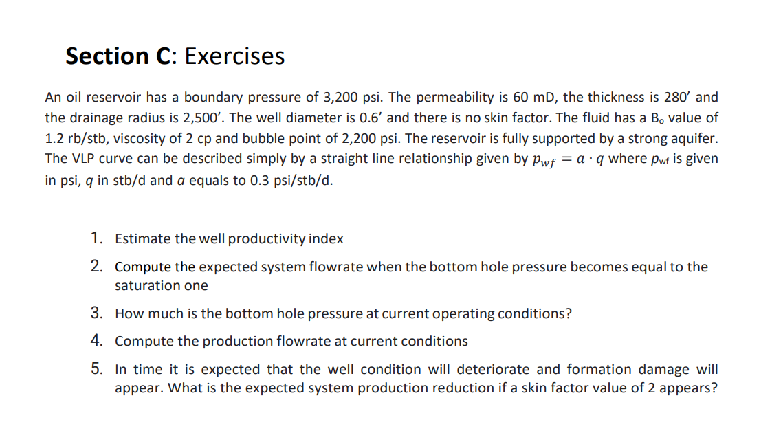 Solved Section C: ExercisesAn oil reservoir has a boundary | Chegg.com