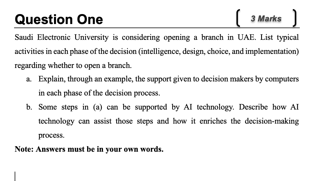 Solved Saudi Electronic University is considering opening a | Chegg.com