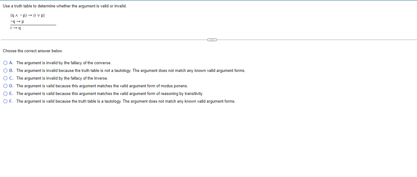 Solved Use a truth table to determine whether the argument | Chegg.com