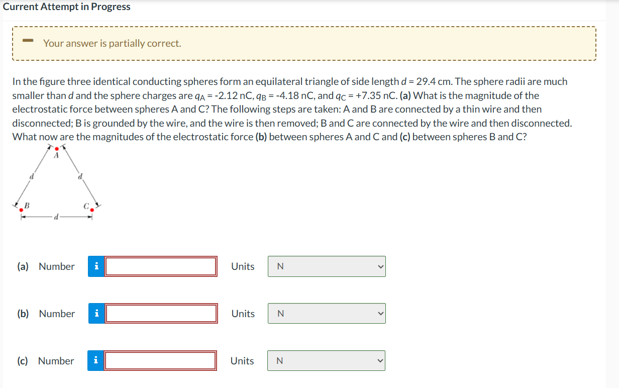 Solved In the figure three identical conducting spheres form | Chegg.com