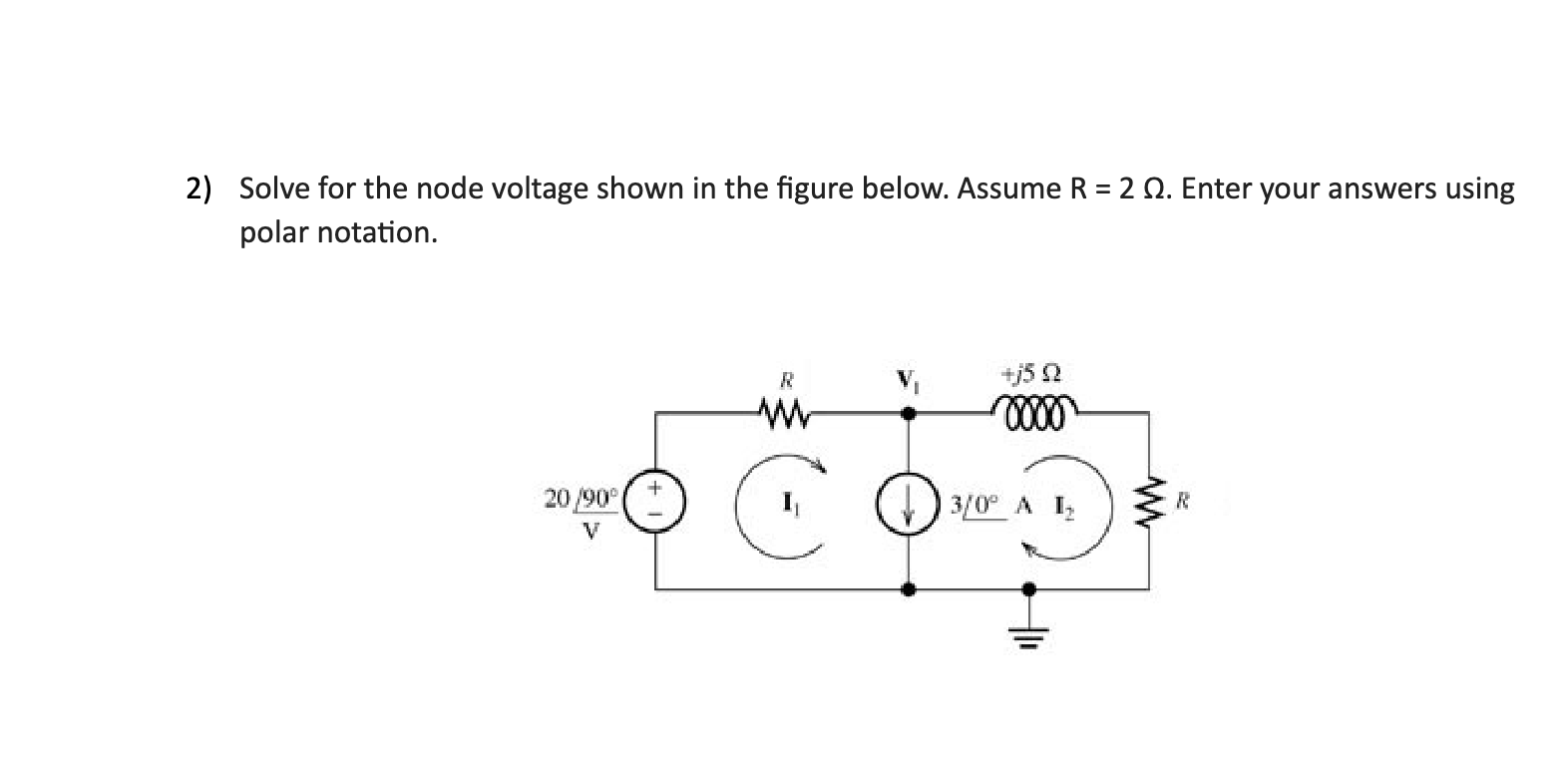 Solved Solve for the node voltage shown in the figure below. | Chegg.com