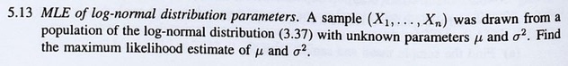 Solved MLE of log-normal distribution parameters. A sample | Chegg.com