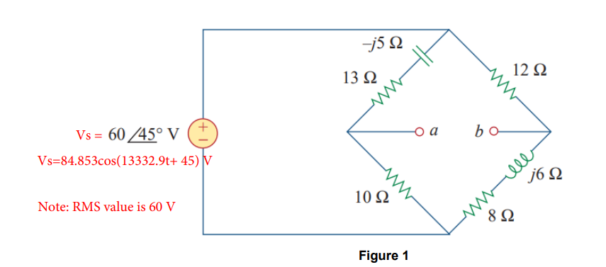 Solved For the ac circuit shown in Figure 1, use a circuit | Chegg.com